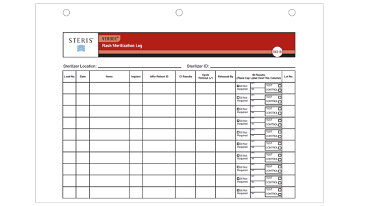 Cycle Log Forms | STERIS